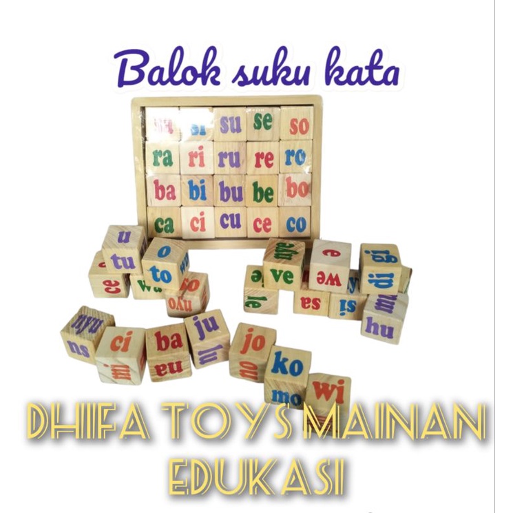 Jual Balok suku kata_Mainan edukasi anak_Mainam kayu pintar balok suku ...