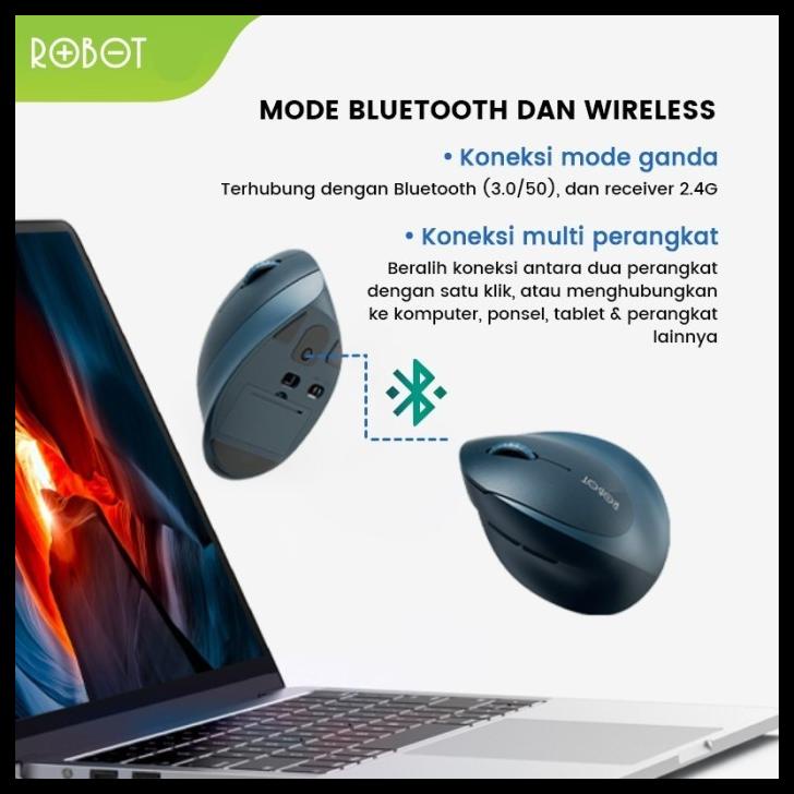Jual Mouse Wireless Vertical Ergonomic Robot Guru Master 1 2.4G Dual ...