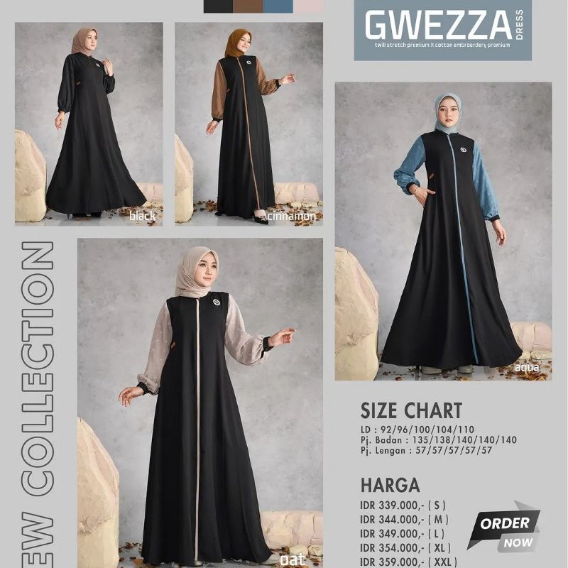 Jual DR131| GWEZZA DRESS by Nadheera Luxury [ NEW - ND Black Plain Series ] Gamis Nadheera ...
