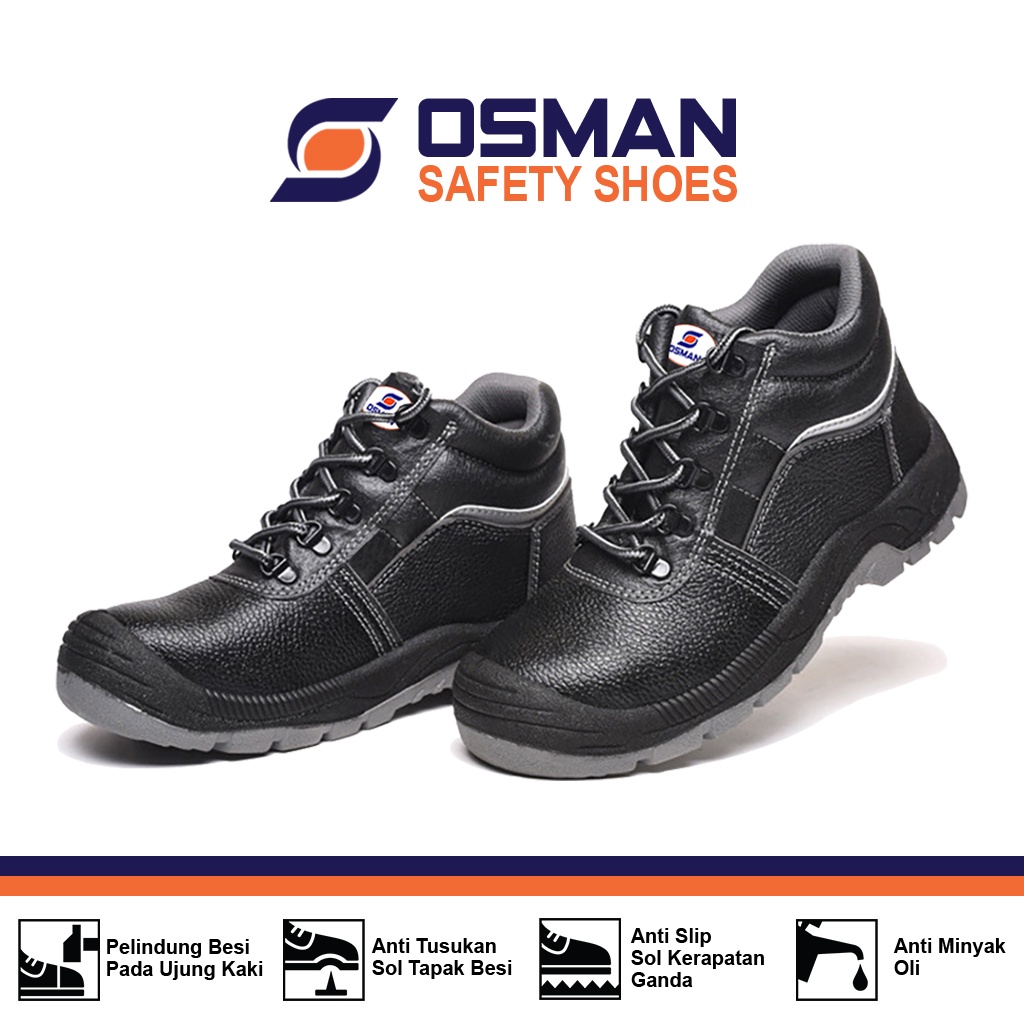 Jual Sepatu Safety OSMAN Safety Shoes Mid Cut Ujung Besi Tipe OS-703 ...