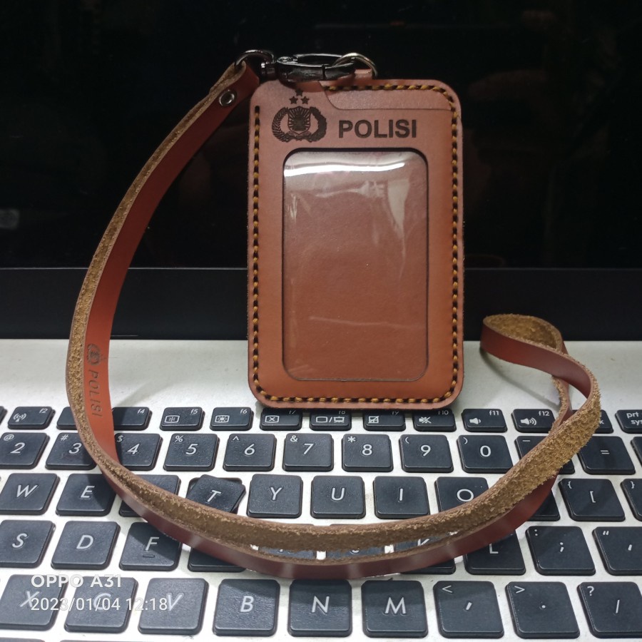 Jual Tempat Id Card POLISI Kulit Gantung Kalung / Id Card Holder Polisi ...