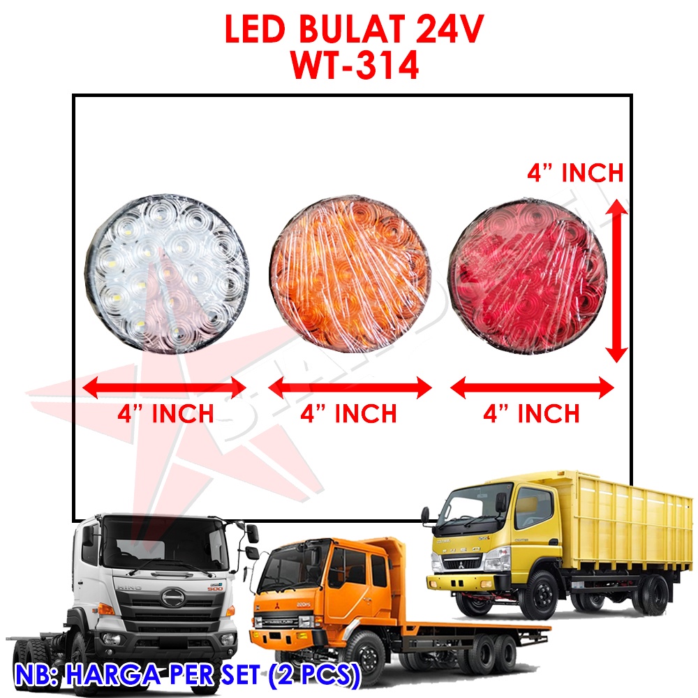 Jual LAMPU STOP UNIVERSAL BULAT LED TRUK WT-314 DNY-500 LAMPU SUPER ...