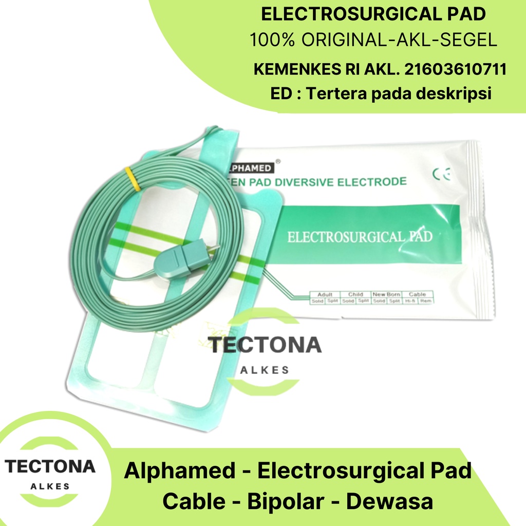 Jual Alphamed Electrosurgical Pad-ESU PAD-Grounding Pad(w cable ...