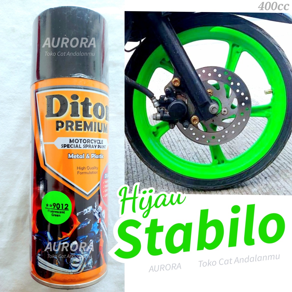 Jual Cat Pilok Diton Premium Stabilo Hijau 9012 Fluorescent Green 400cc ...