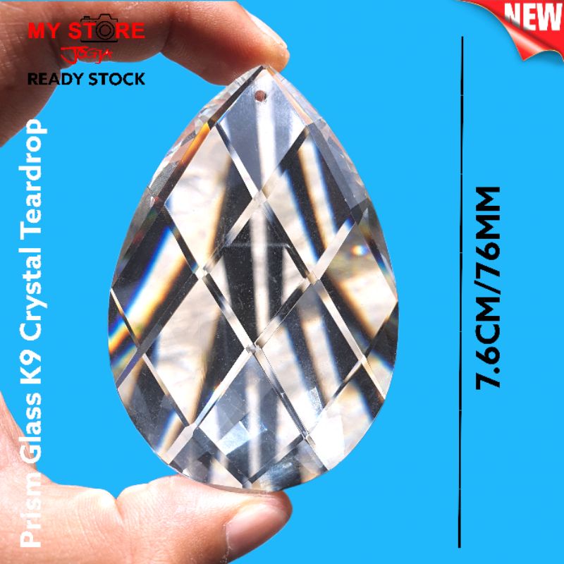 Jual Prism crystal teardrop clear K9 8.9cm 89mm kaca prisma kristal oval kaleidoscope effect ...