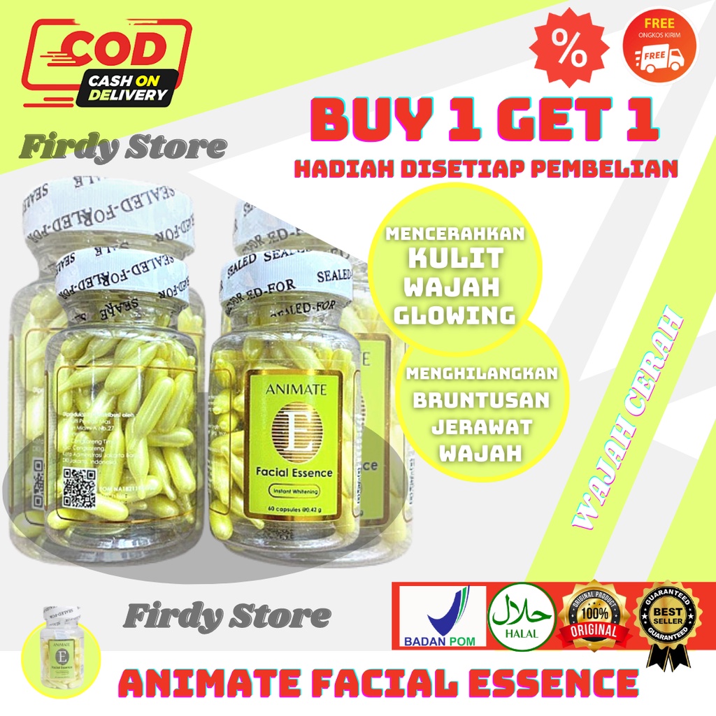 Jual Animate Serum Facial Essence Whitening Vitamin E Isi 60ps 100% ...