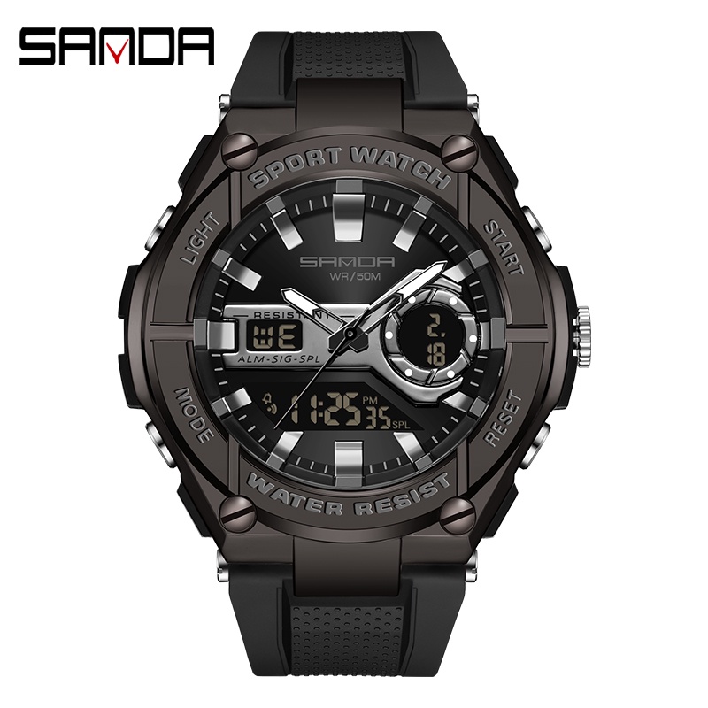 Jual SANDA 3123 Jam Tangan Pria Digital Analog Tali Rubber Chronograph Anti Air CURRENOS ...