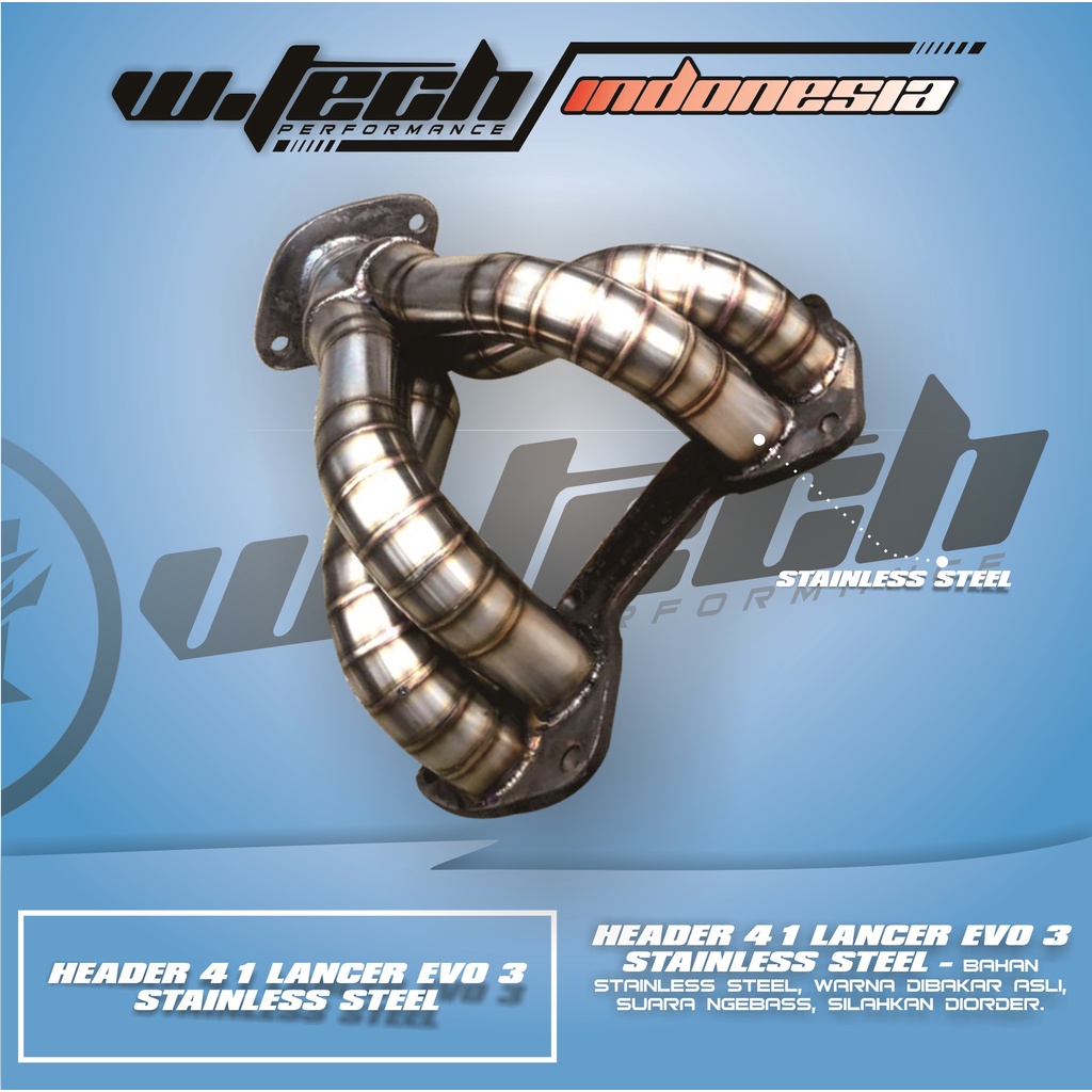 Jual HEADER 4 1 LANCER EVO 3 STAINLESS STEEL wtech | Shopee Indonesia