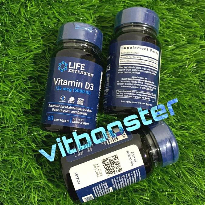 Jual Life Extension Vitamin D3 5000IU 60 Softgels LifeExtension Vit D3 ...