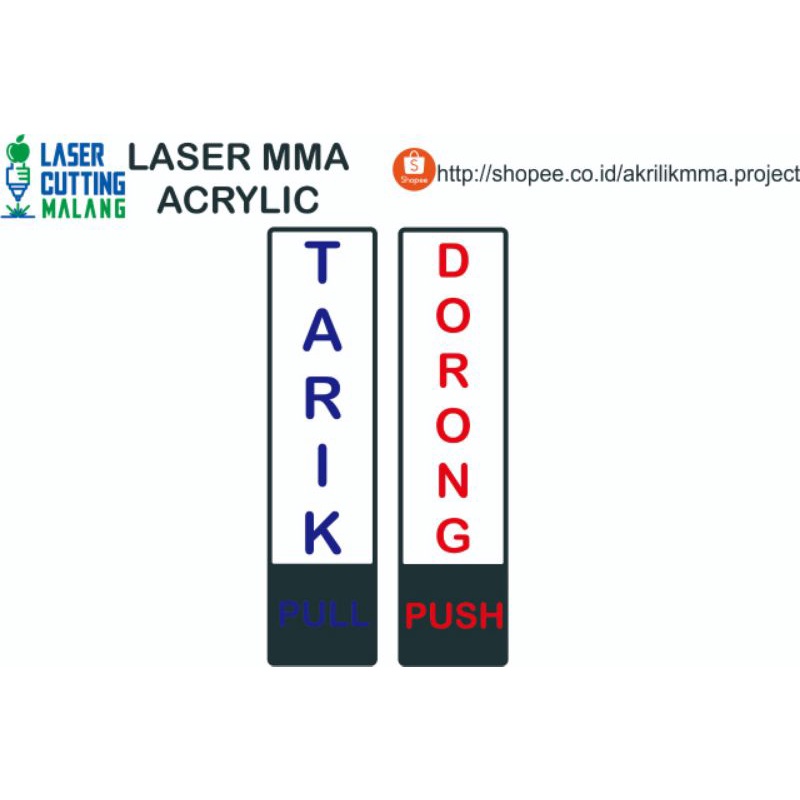 Jual Tarik Dorong / Push Pull Sign Board Acrylic 20 x 5 cm (Satu Set ...