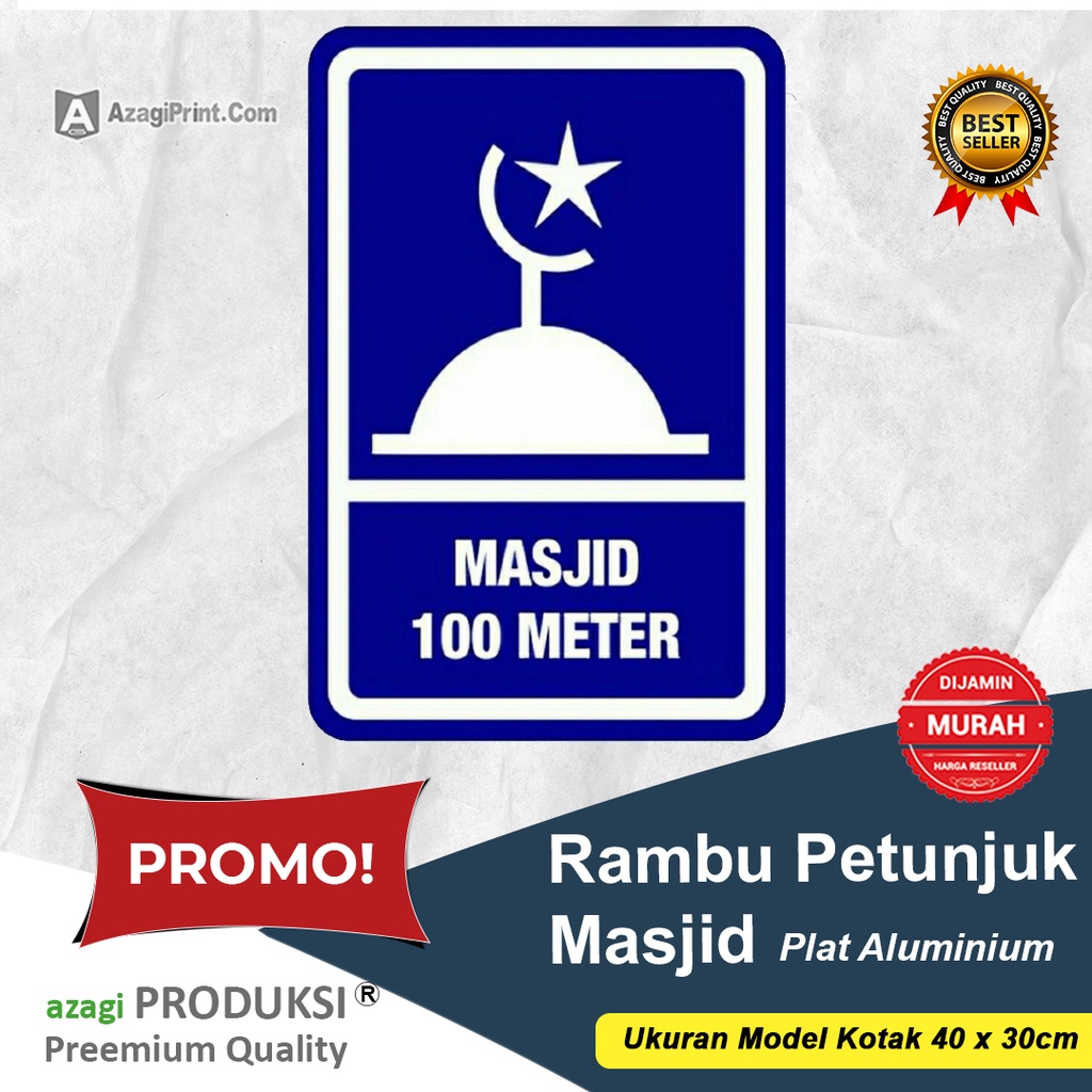 Jual Cetak Stiker Reflective Rambu Petunjuk Masjid Plat Aluminium ...