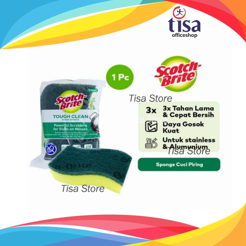 Jual 3M Scotch Brite Tough Clean Scrub Sponge std/1-29 / Sabut Spons ...