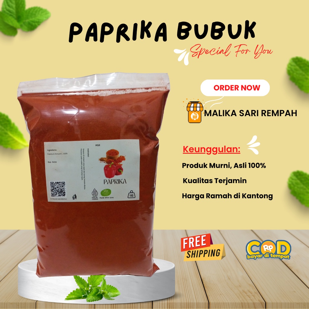 Jual Paprika Bubuk [ 1 Kg]-MSR | Capsicum annuum powder [1 kg] | Shopee ...