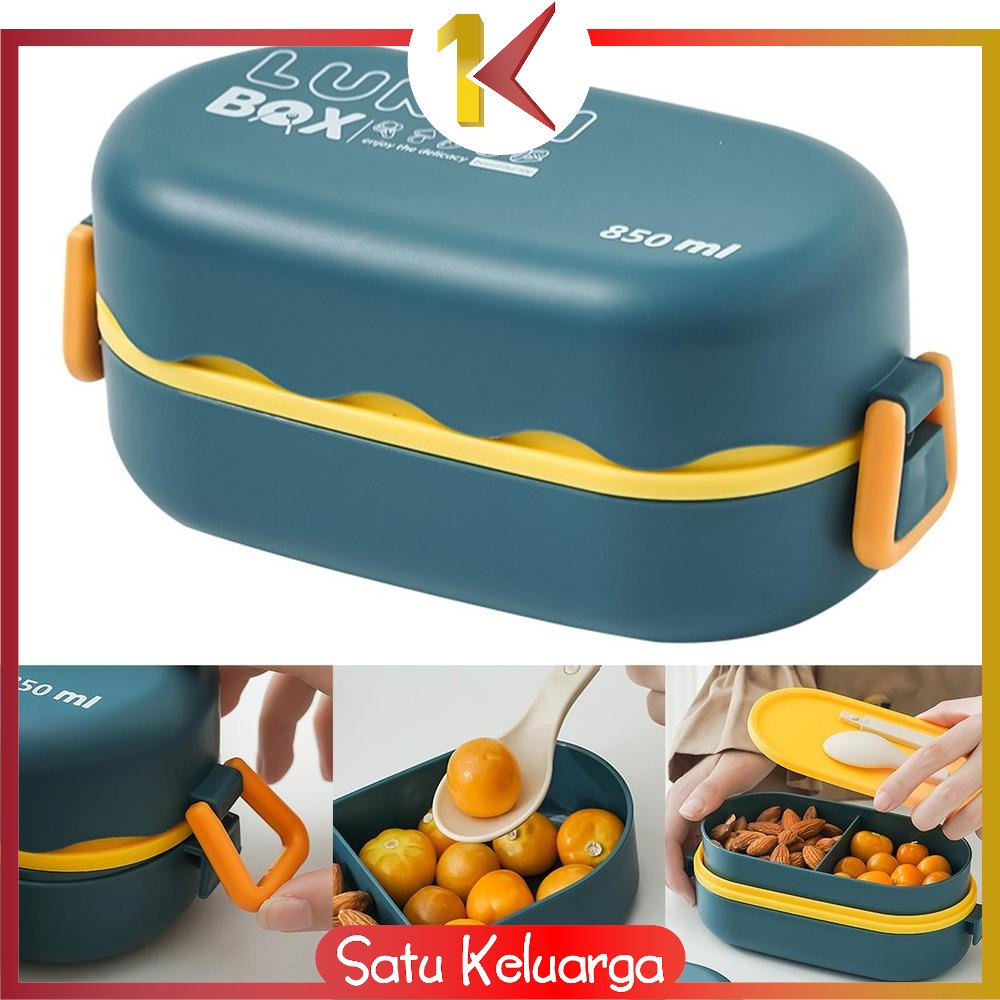 Jual SK-C780 Lunch Box Bento Set 850ML / Kotak Bekal Makan Siang Free Sendok / Kotak Makan 2 ...