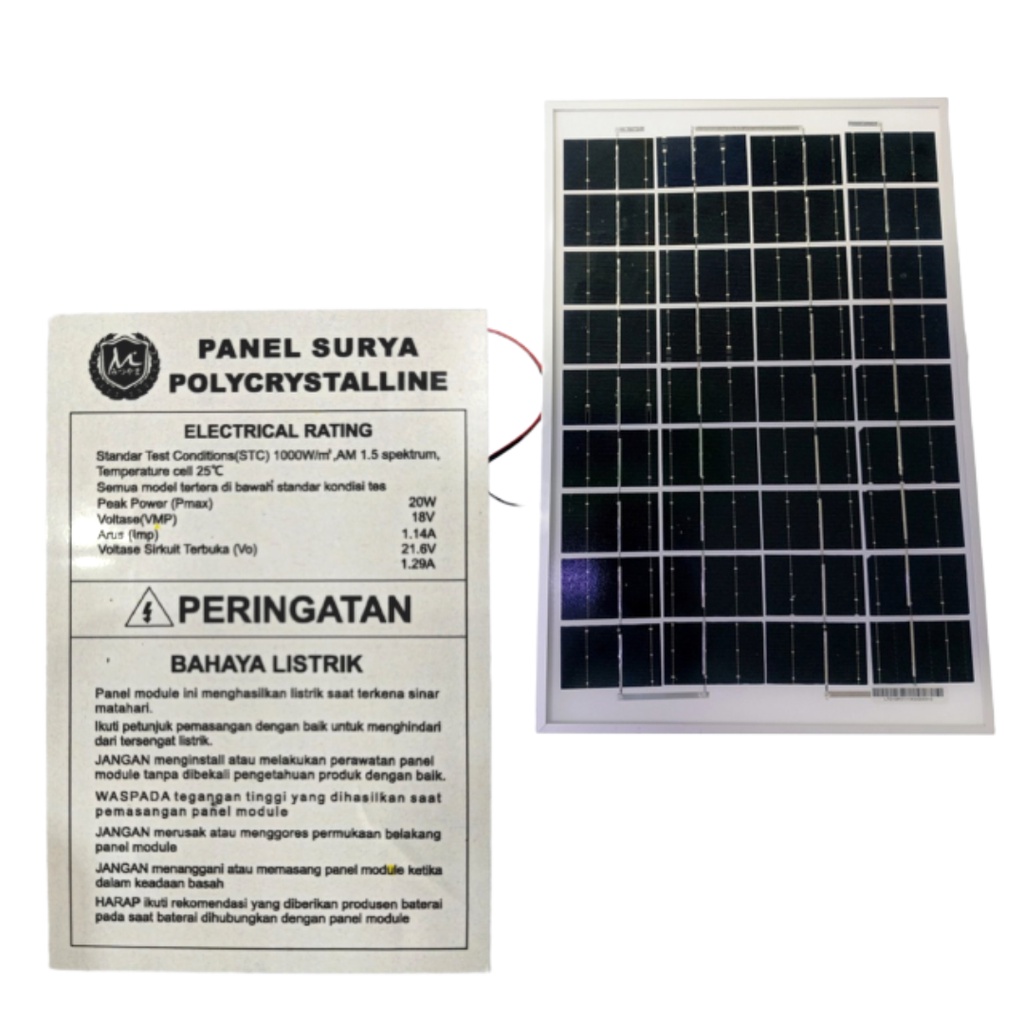 Jual SOLAR PANEL 20wp POLY CRYSTALLINE SOLAR CELL PANEL SURYA 20 WATT ...