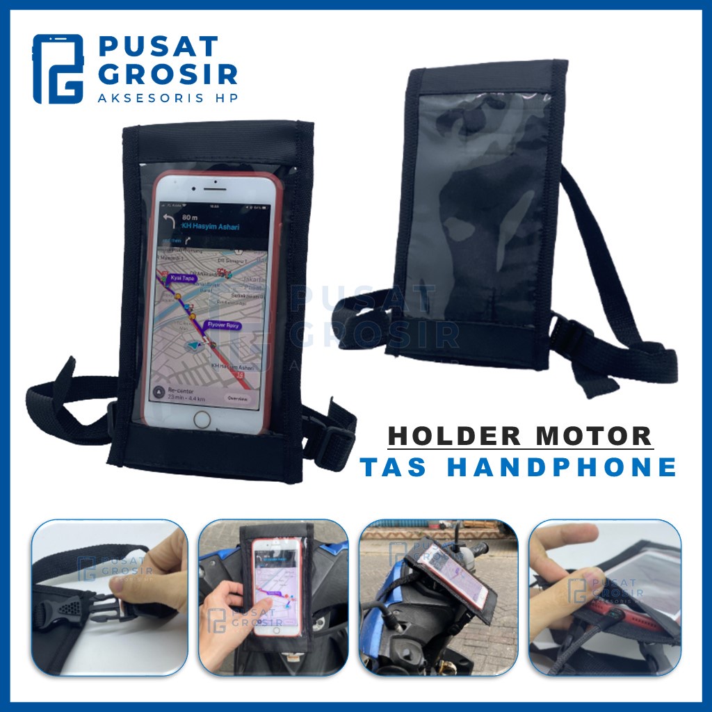 Jual Holder Tas Hp Motor ojol waterproof wadah hp anti air phone stand penyangga handphone ...