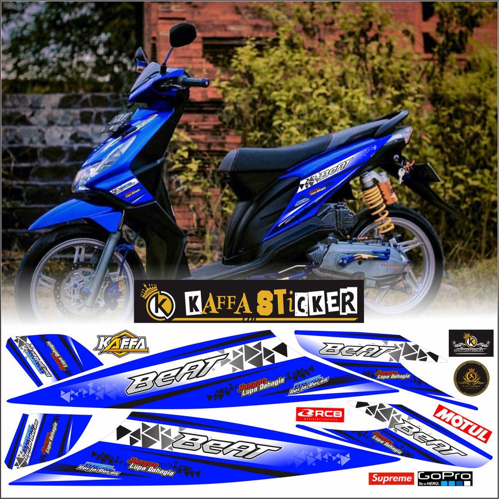 Jual VARIASI POLET MOTIF Striping Beat Karbu Stiker list body motor ...