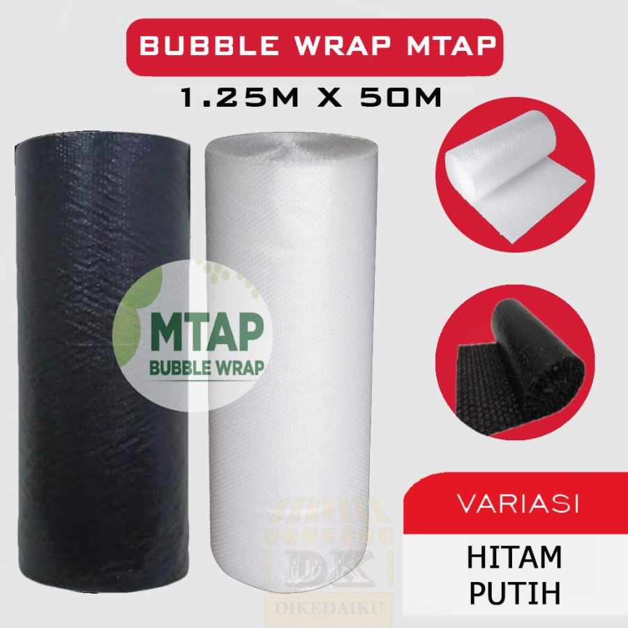 Jual [ 100% TEBAL & ORI ] MTAP Bubble Wrap roll HItam Bening (125CM X ...