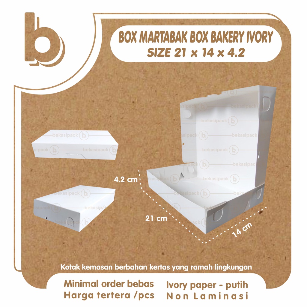 Jual Box Martabak Cake Bakery Ivory Natural 21x14x4.2 I BMCBIN00405 ...