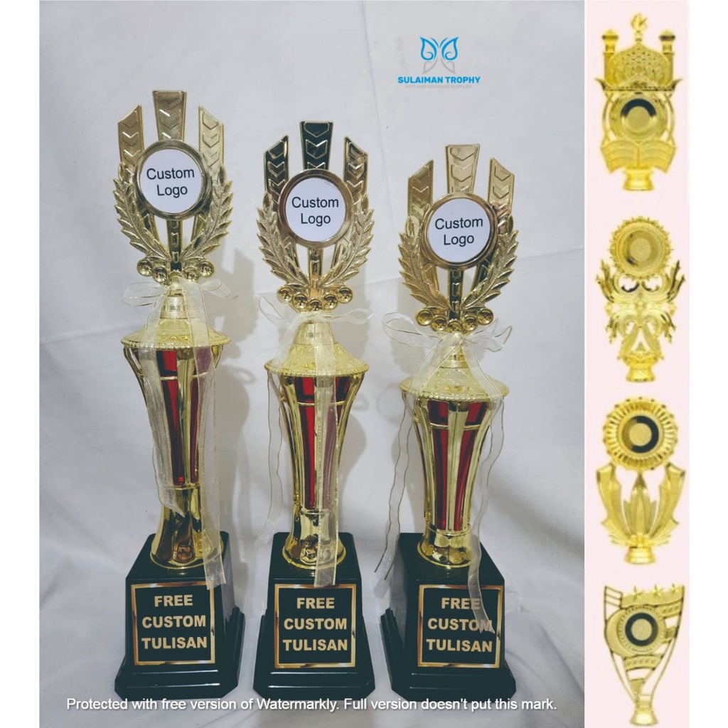 Jual Piala / Trophy Murah Suichoku Merah SET isi 3 dengan tulisan logo ...