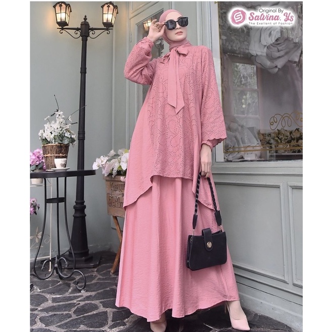 Jual GAMIS SALVINA YS (DOUBLE LEYER KERAH PITA ) | Shopee Indonesia