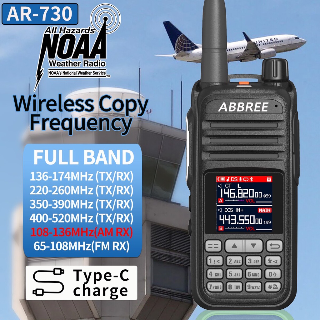 Jual ABBREE AR-730 Full Band Walkie Talkie Airband Wireless Copy ...
