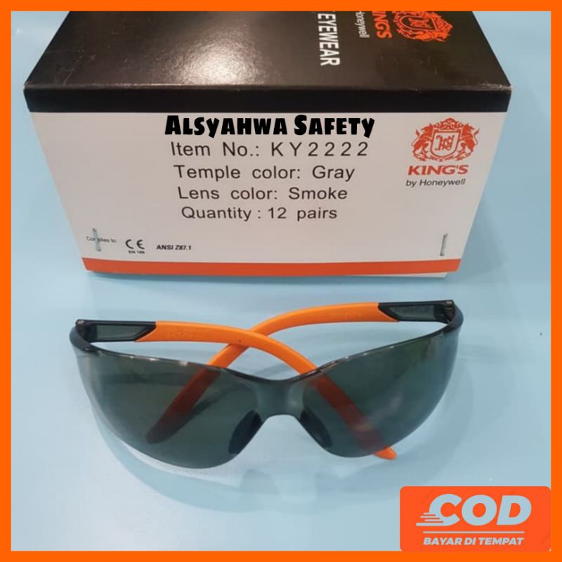 Jual Kacamata Safety merek KING'S KY 2222 hitam Original | Shopee Indonesia