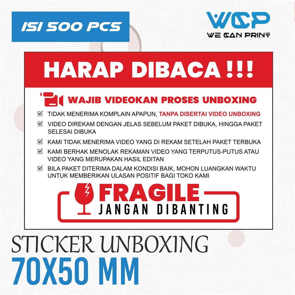 Jual Label Sticker FRAGILE Wajib Video Unboxing Stiker Unboxing Kuning ...