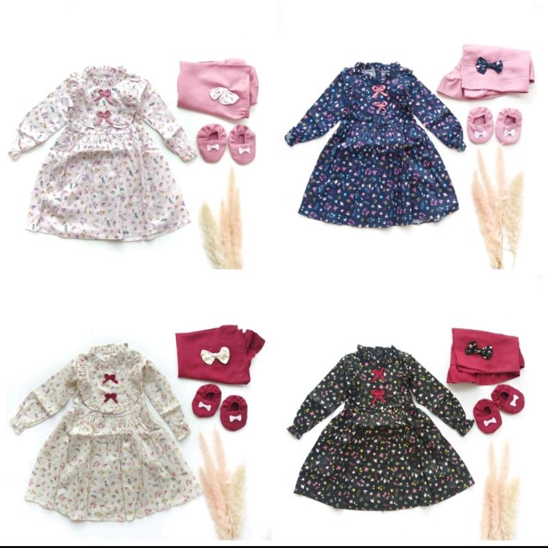 Jual GAMIS TULIP SET LENGKAP DENGAN SEPATU / SETELAN HIJAB BAYI NEWBORN ...