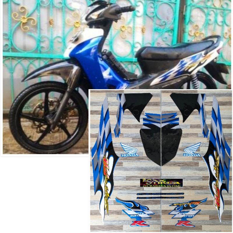 Jual striping original Honda Supra Fit sporty biru putih tahun 2006 ...