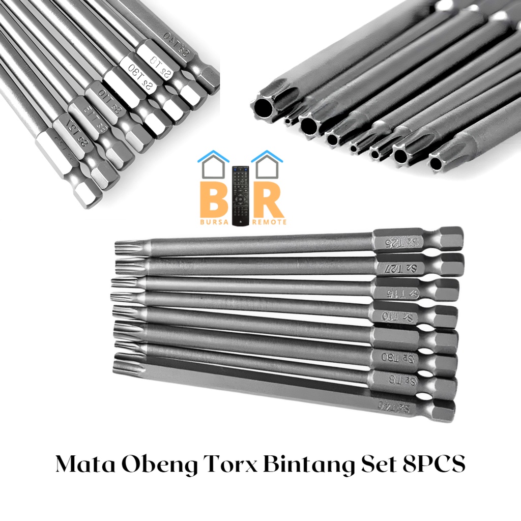 Jual Mata Obeng Torx Bintang Kunci L Hex Shank Set 8Pcs Lurus Magnetic ...