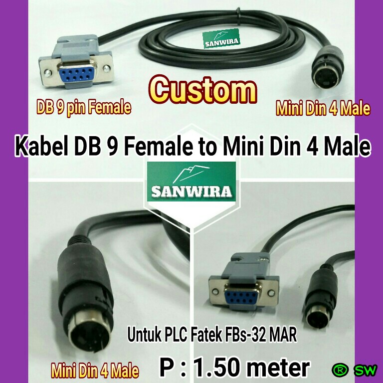 Jual Kabel PLC Fatek FBs-32 MAR - DB 9 Female to Mini Din 4 Male ...