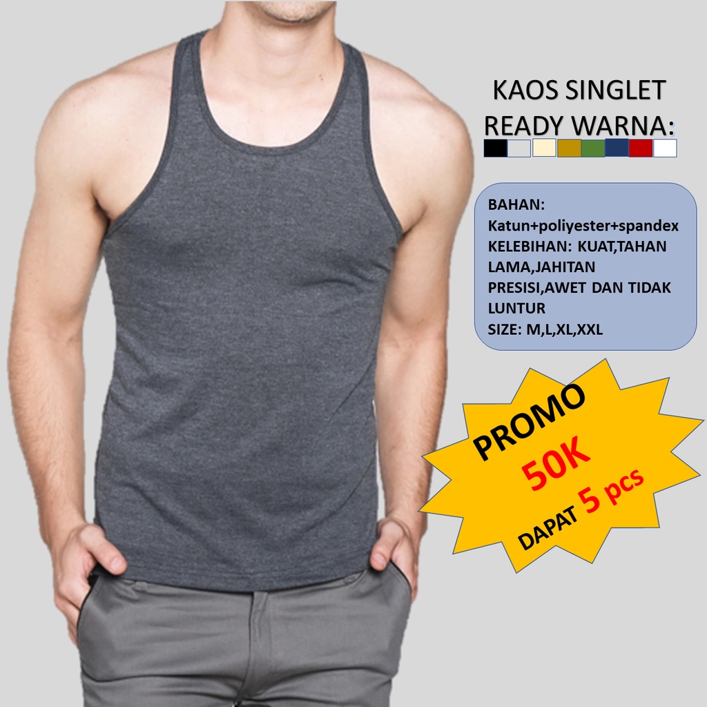 Jual Kaos Singlet Pria Hitam | Kaos Dalam Hitam | Warna | Shopee Indonesia