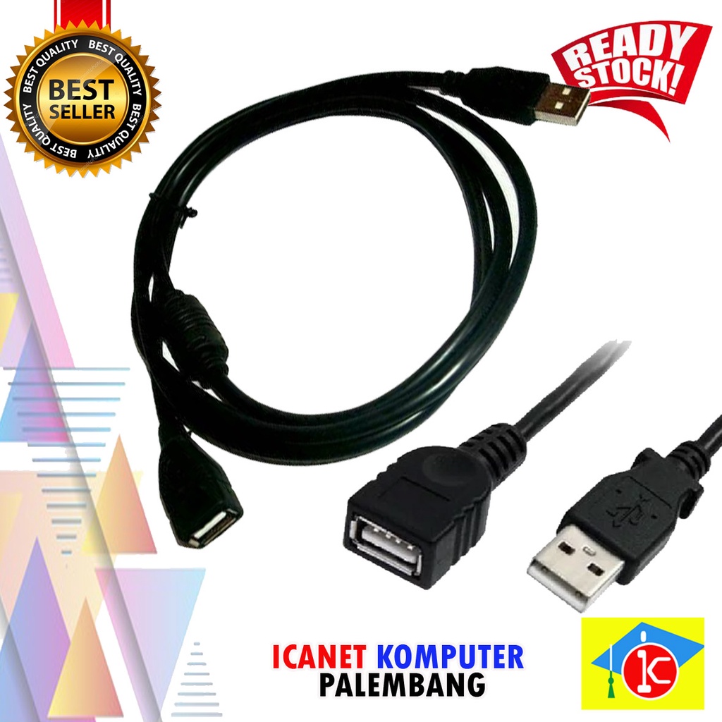 Jual Kabel USB Extension 1,5M Hitam Male To Female 1,5M Penyambung ...