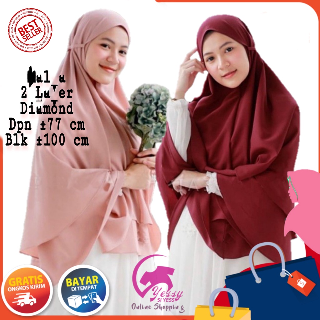 Jual [Free Cadar 2 Layer] Khimar Syari Segi Empat Instan Dua Layer Jumbo Kerudung Hijab Jilbab ...