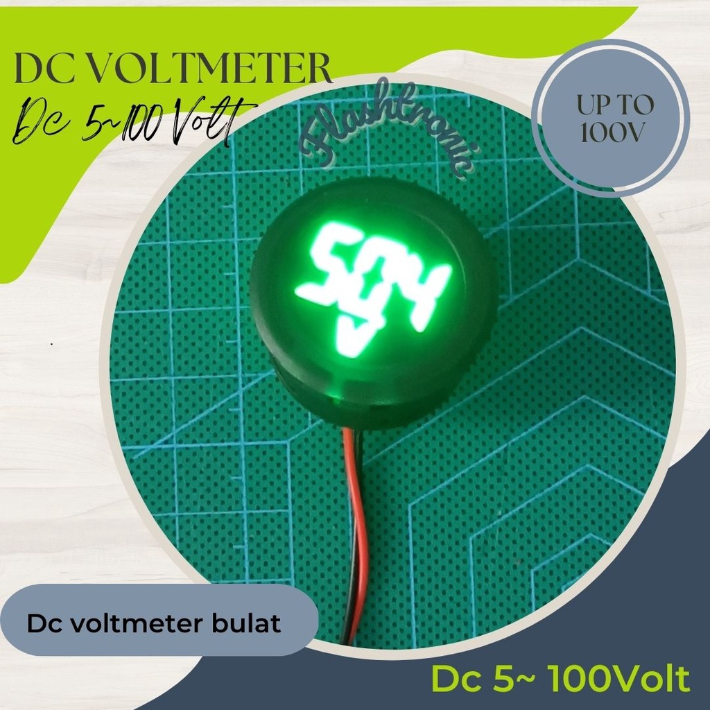 Jual Voltmeter DC 5-100Volt bulat hijau | Shopee Indonesia