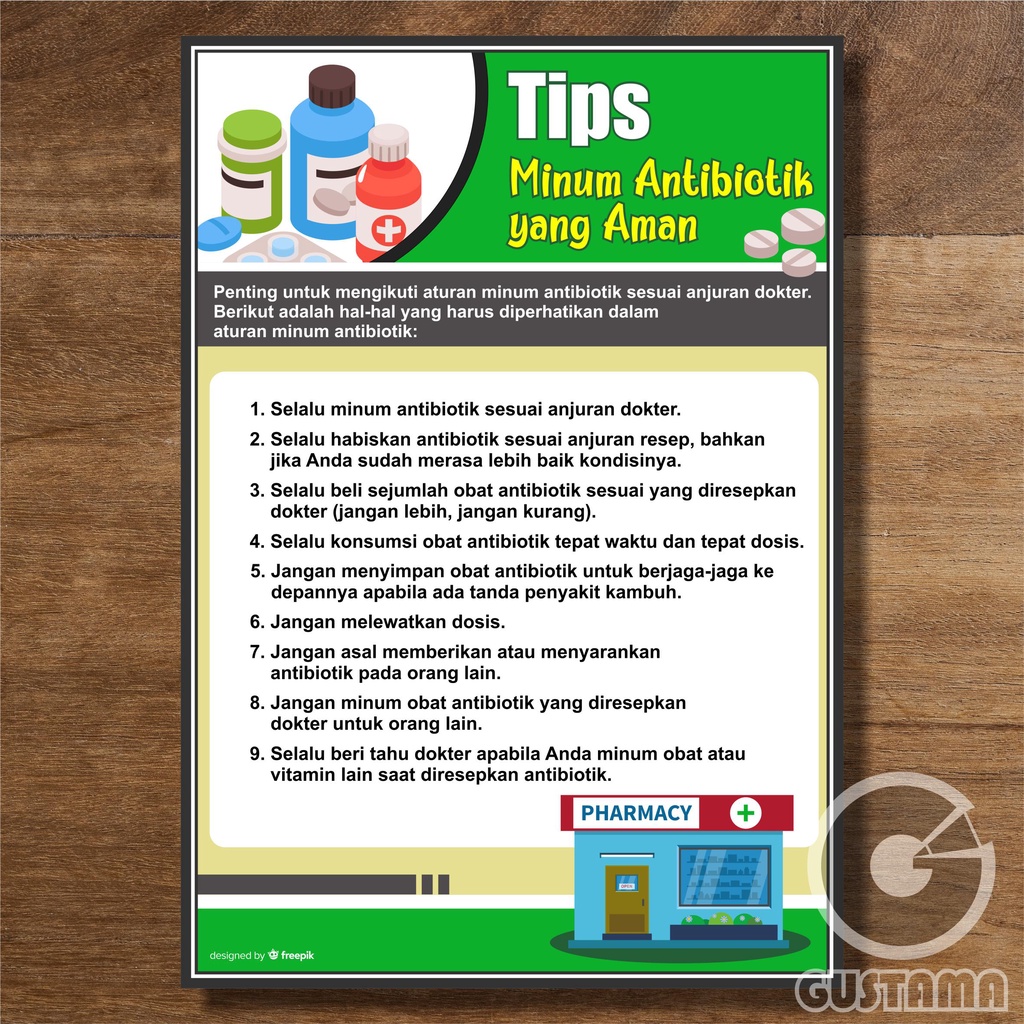 Jual Poster Tips Minum Antibiotik yang Aman, Poster Farmasi Kesehatan Wipe and Clean A3 ...