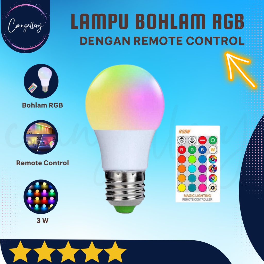 Jual Lampu Bohlam RGB Warna Warni dengan Remote Control | Shopee Indonesia