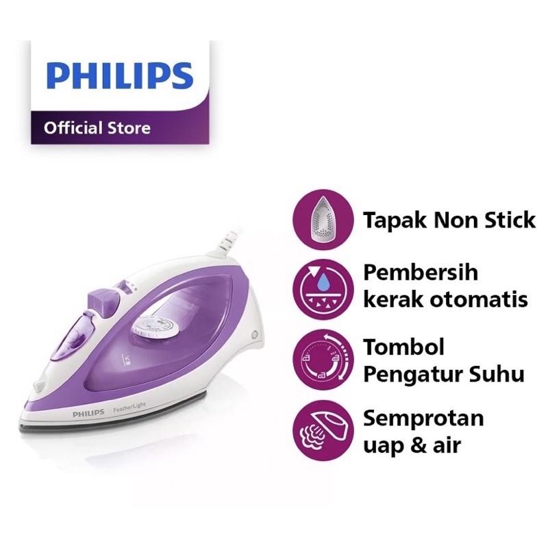 Jual PHILIPS Setrika Uap GC1418/35 -Ungu, Semburan Uap,Tapak Non-Stick ...
