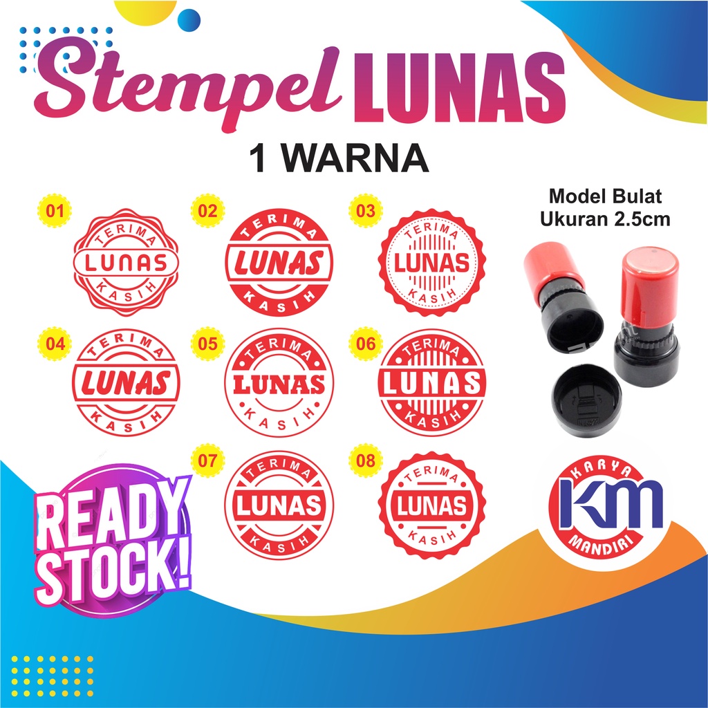 Jual STEMPEL LUNAS MODEL BULAT UKURAN 25MM BISA 2 WARNA | Shopee Indonesia