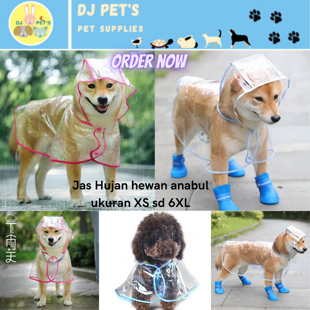 Jual jas hujan transparan anti air untuk anjing kucing hewan anabul ...