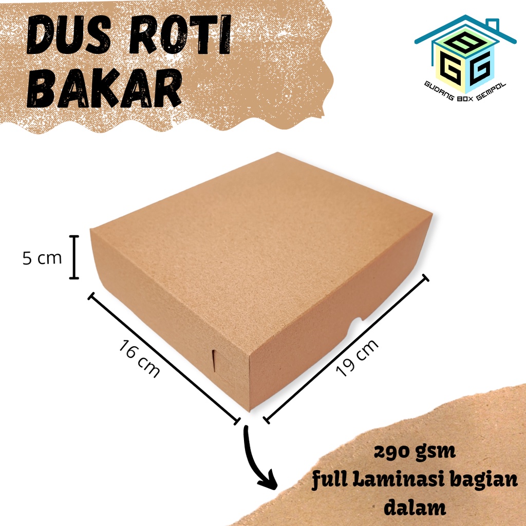 Jual BOX DUS KARDUS KOTAK ROTI BAKAR DONAT BROWNIES 19X16X5 cm KRAFT ...