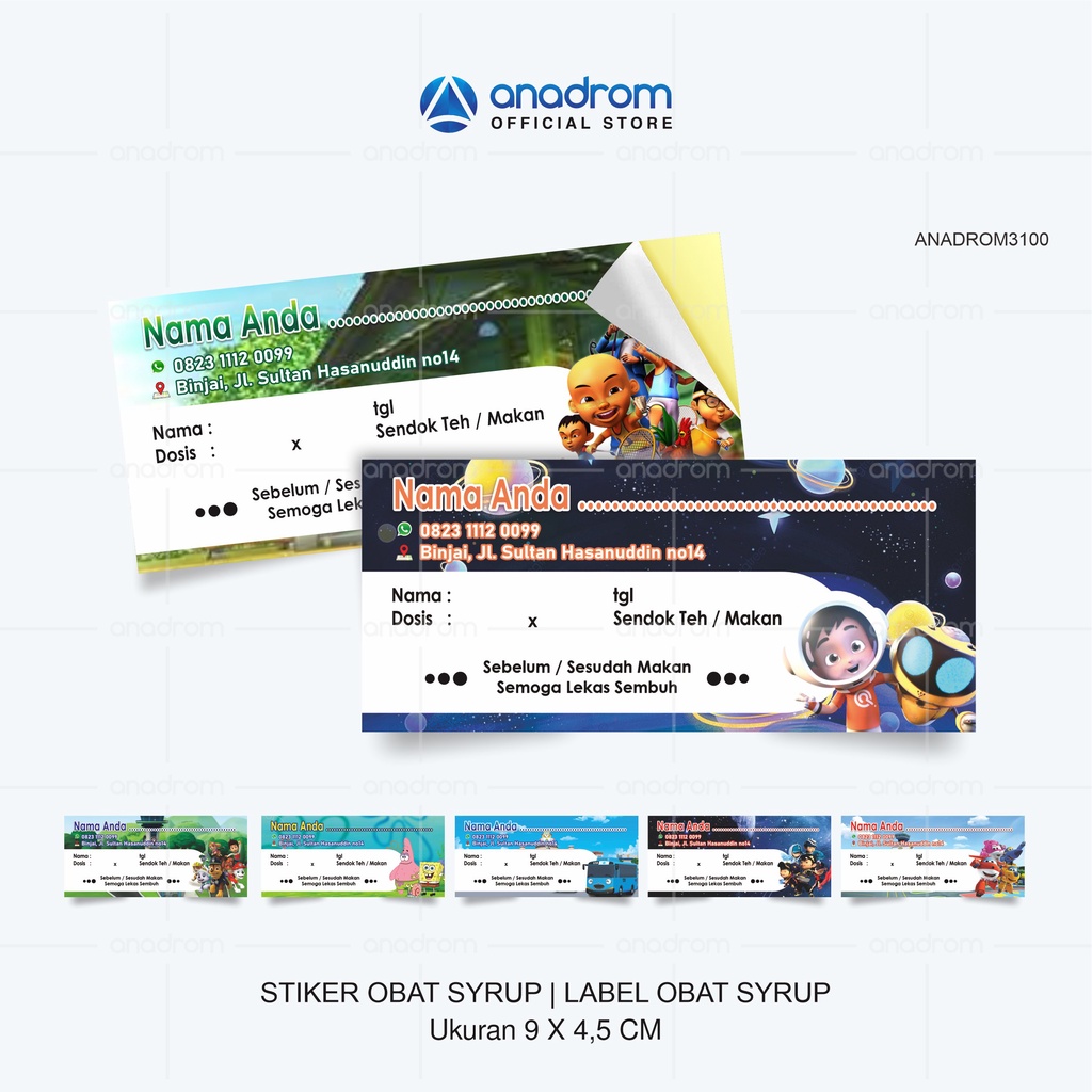 Jual [1 pack] Stiker Obat Syrup | 25 pcs Label Obat Syrup | Anadrom ...