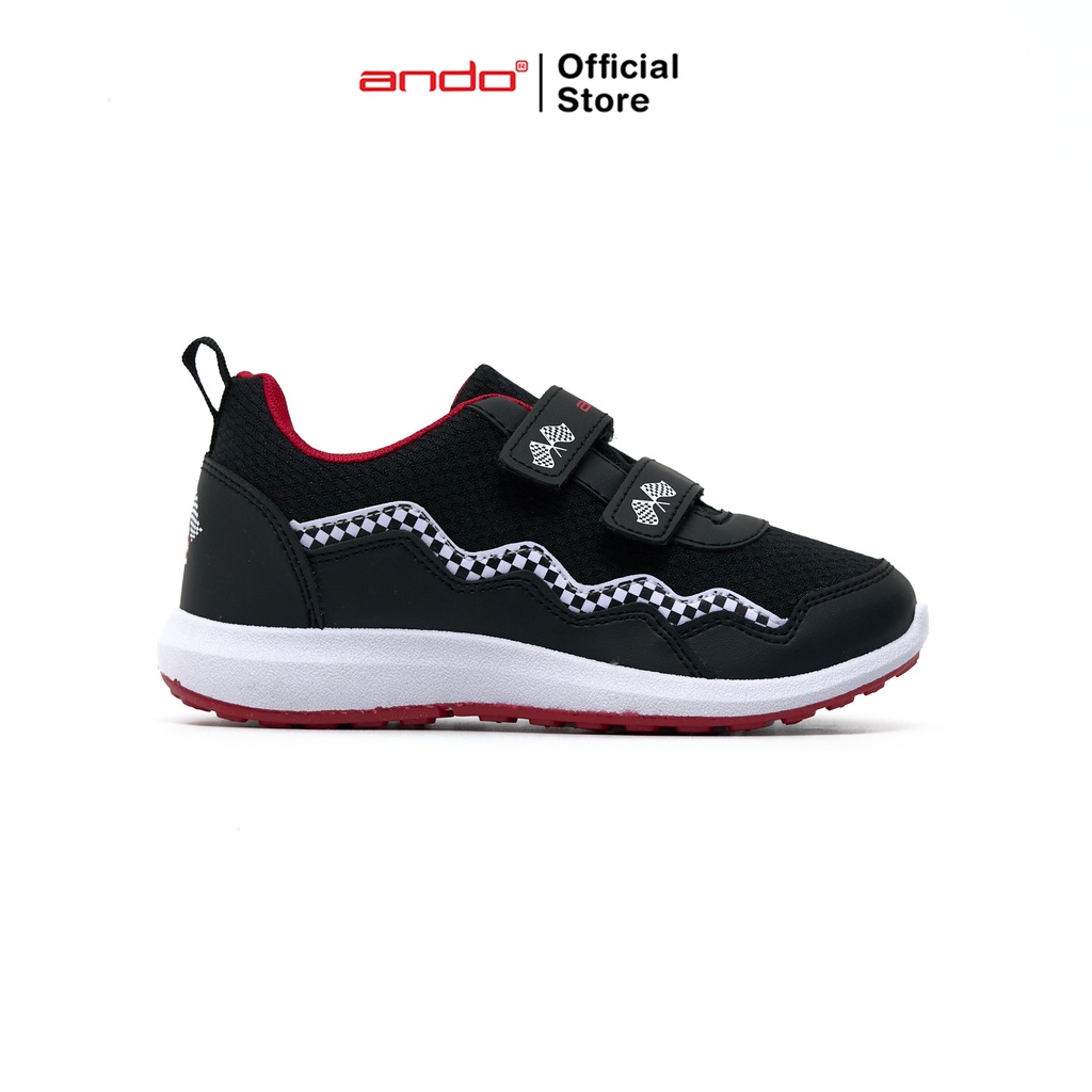 Jual Ando Official Sepatu Sneakers Slalom V Anak - Hitam/Merah Rubine ...