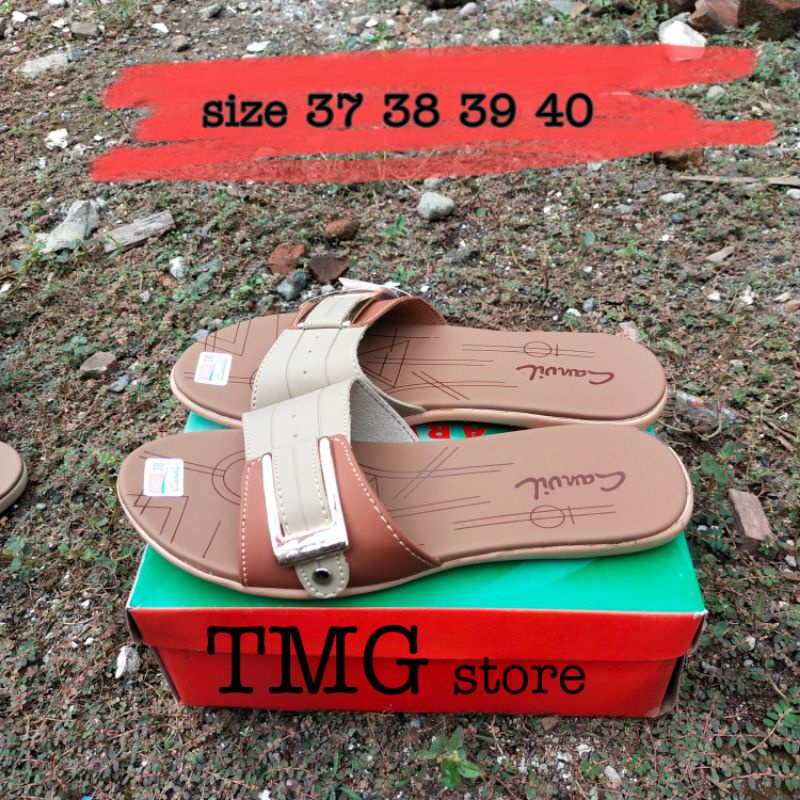 Jual sandal carvil wanita flat 3cm model terbaru harga murah | Shopee ...