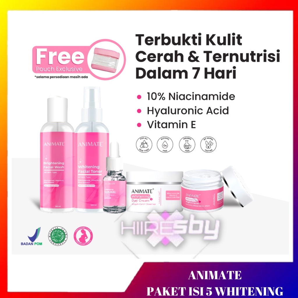 Jual Animate Instant Whitening Series 5in1 / Cream Pemutih Wajah ...