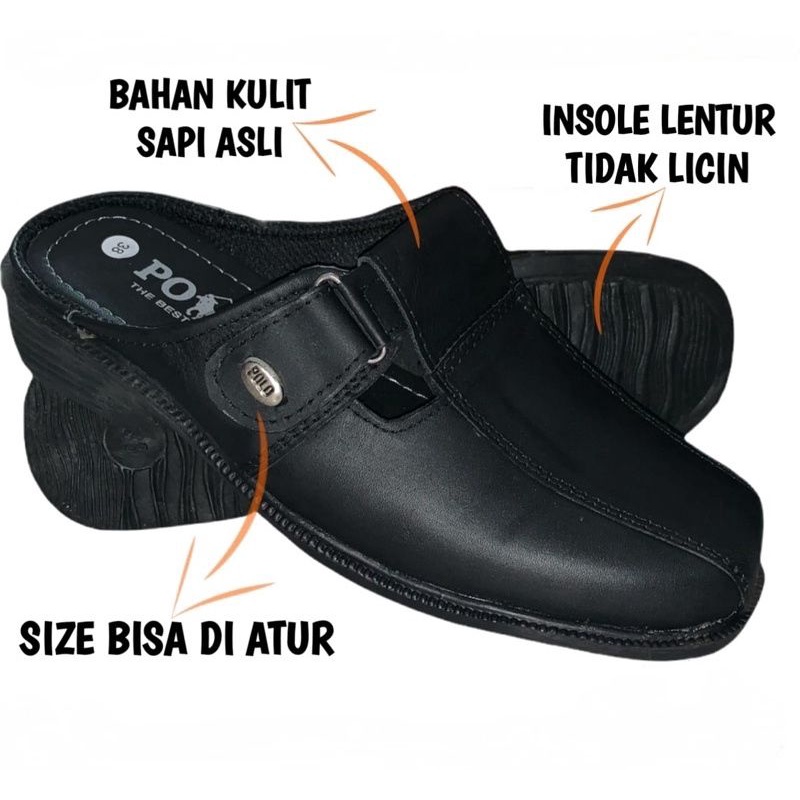 Jual SEPATU SANDAL SELOP PRIA ASLI KULIT MERK POLO/SANDAL SLOP KERAWANG ...
