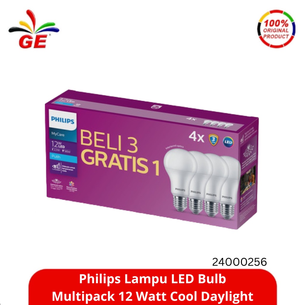 Jual PHILIPS - Lampu LED Bulb Multipack 12 Watt Cool Daylight 24000256 ...