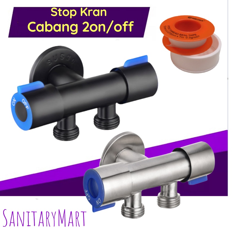 Jual Stop Kran Cabang 2 On Off shower mandi/Wastafel/kloset/keran air ...