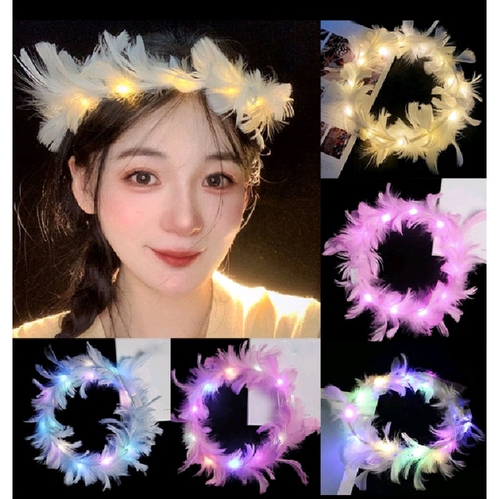 Jual Promo Bando Mahkota Bulu Dengan Lampu LED Nyala Luminous | Shopee ...